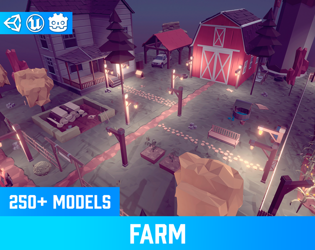 POLY - Farm (Unity, UE, Godot) by Animpic Studio