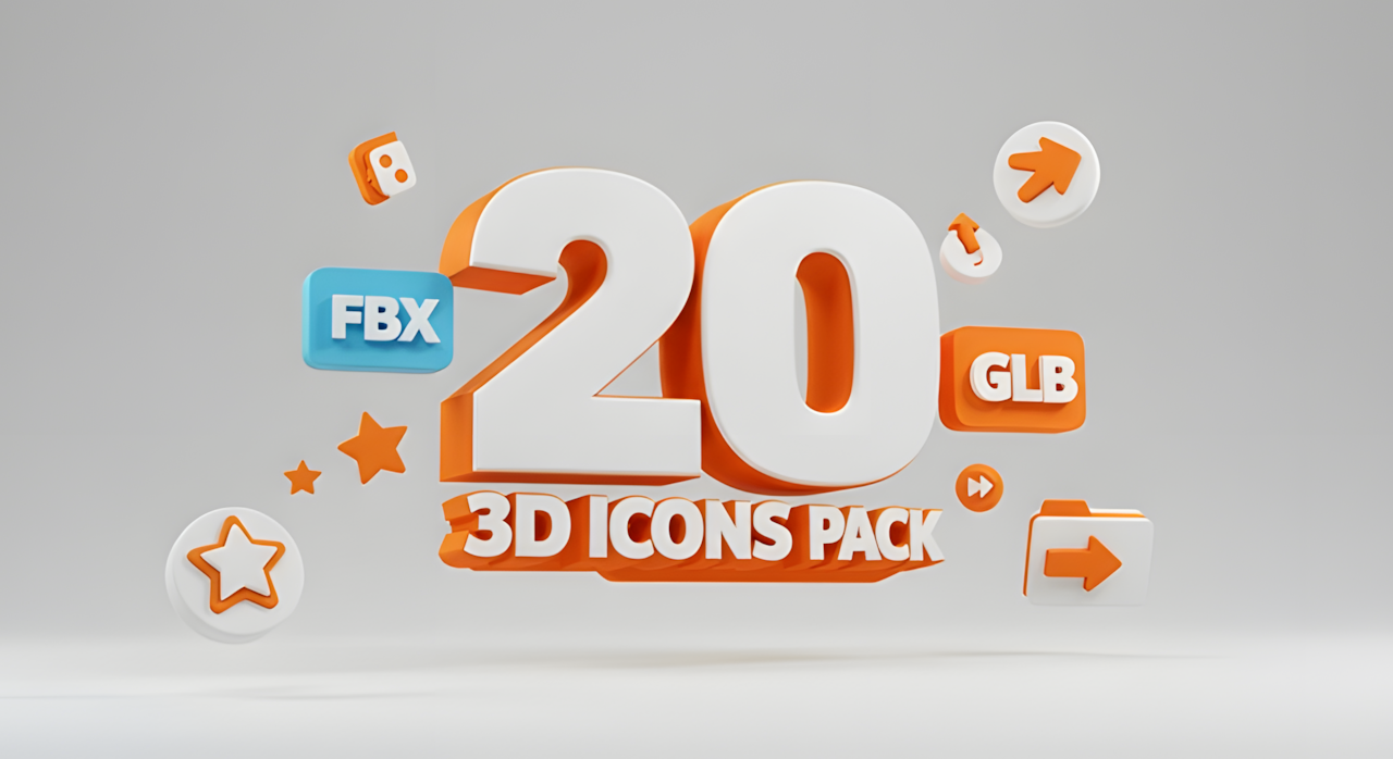 Modern & Clean 3D Icon Pack - 20 Essential Models (FBX, GLB) by ...