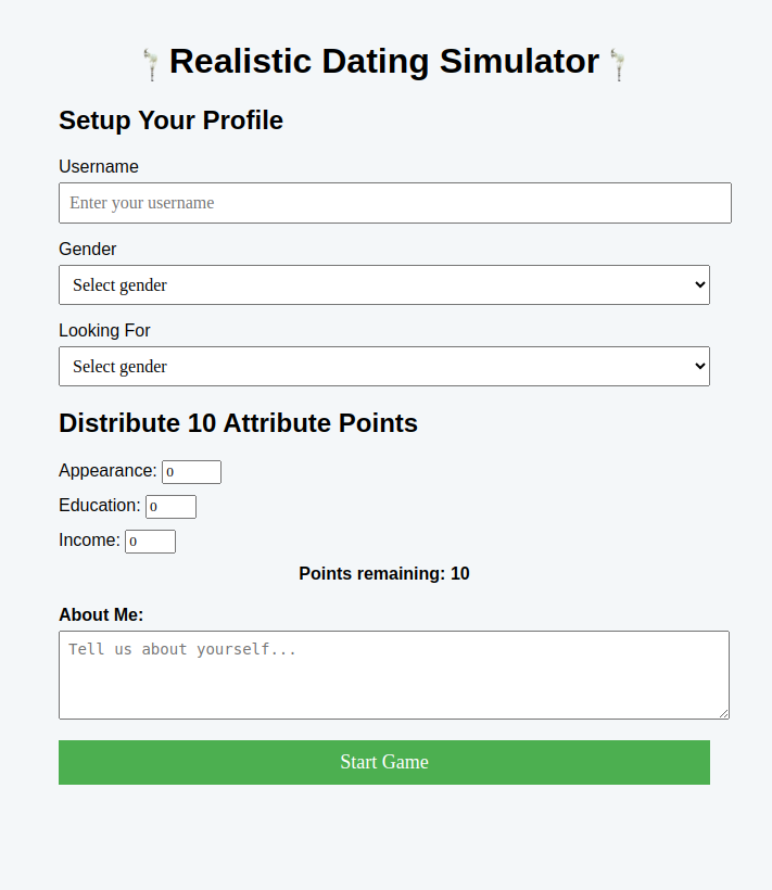 Realistic Dating Simulator by SphereBeaker