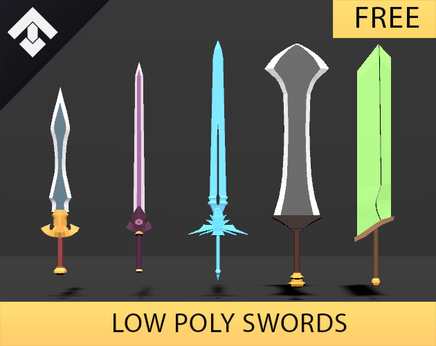 5 FREE 3D Low Poly Fantasy Swords Pack by WaycoreStudio