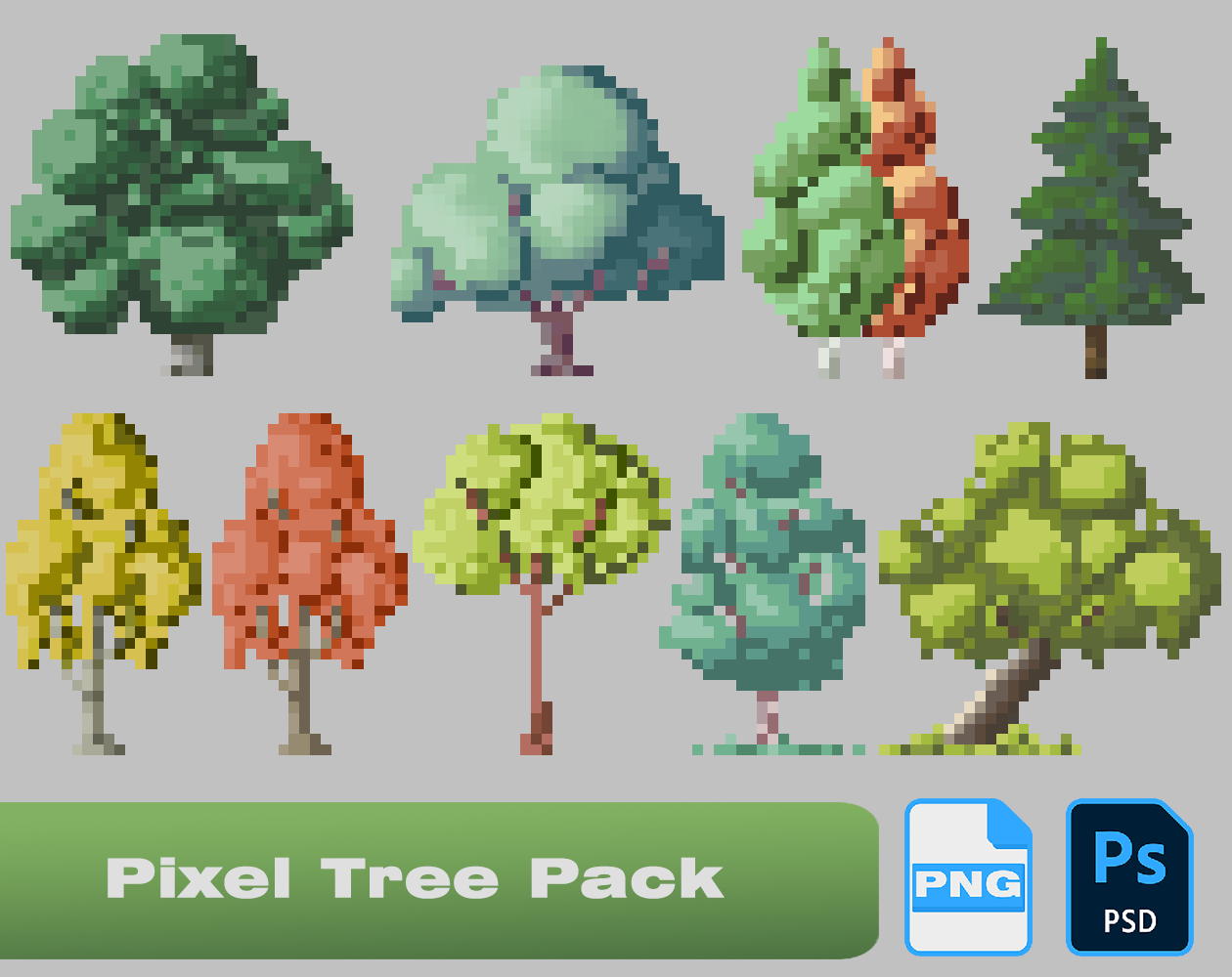 Pixel Tree Pack for Your Game Worlds [32x32] by JustAJoke
