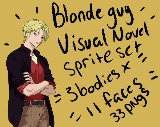 Blonde Guy Visual Novel Sprites by bobateabby