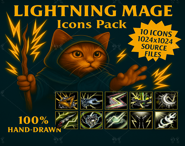 Lightning Skill Icons Pack – Fantasy RPG Assets by WillowIvy