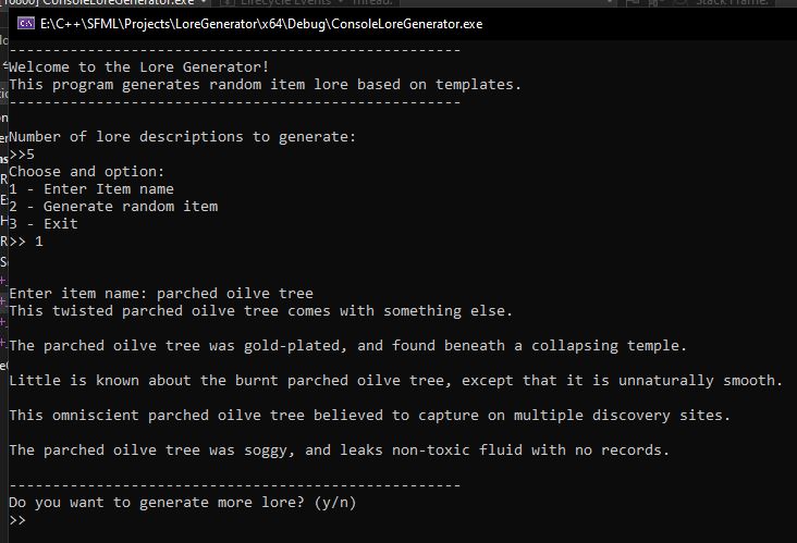 Item Lore Generator by longPointer
