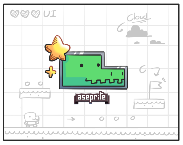 Aseprite's Crocodile mascot FREE Plataformer Asset Pack by LoFi Boi