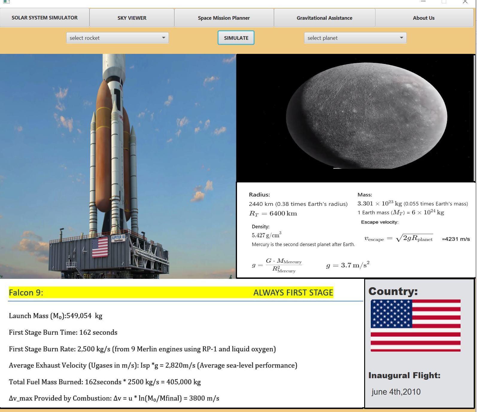 Stellarium and rocketry simulator by NCD_group