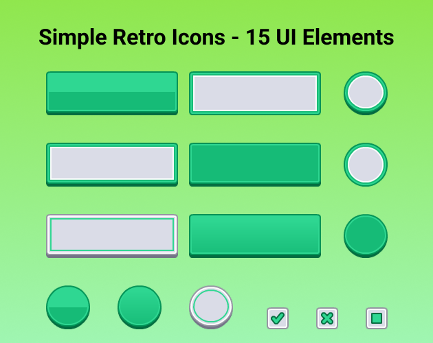 15 Retro UI Icons (CC0) by Shadowrun