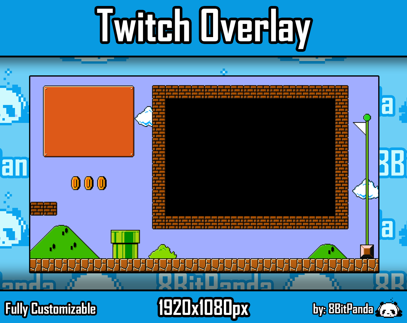 Retro Fan Art Animated Streaming Overlay by EightBitPanda