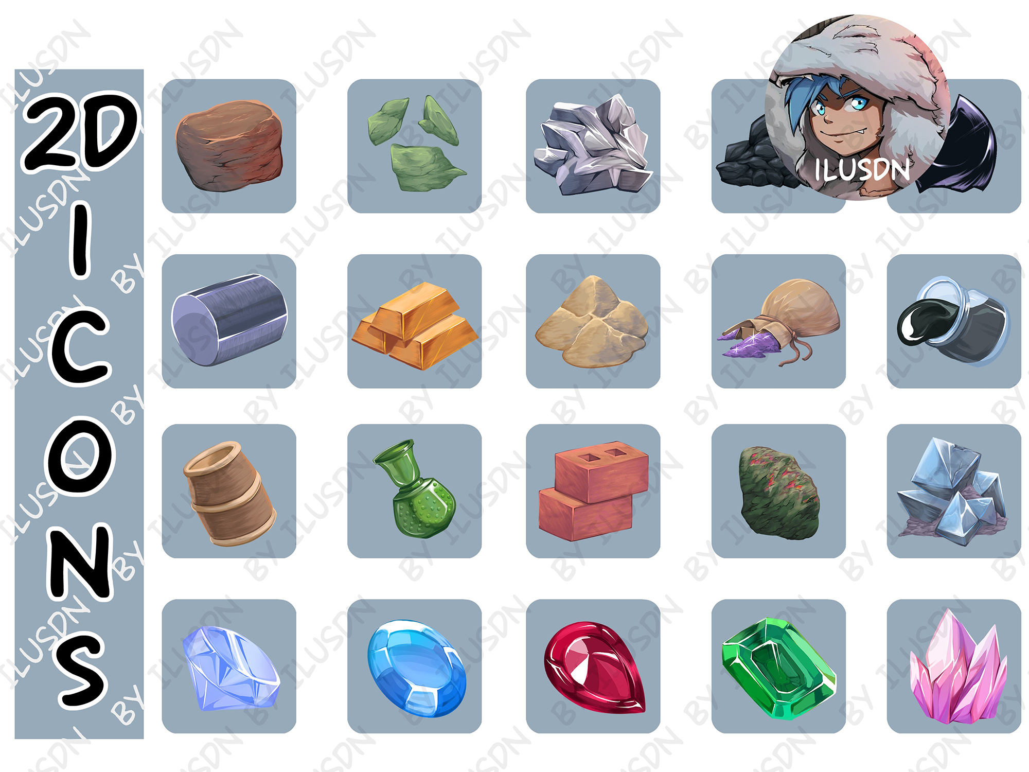 2D Mineral Icons by ILUSDN