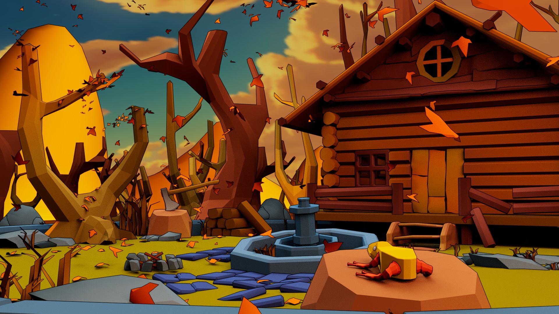3D Modular Low Poly fall forest by Richie Gutz