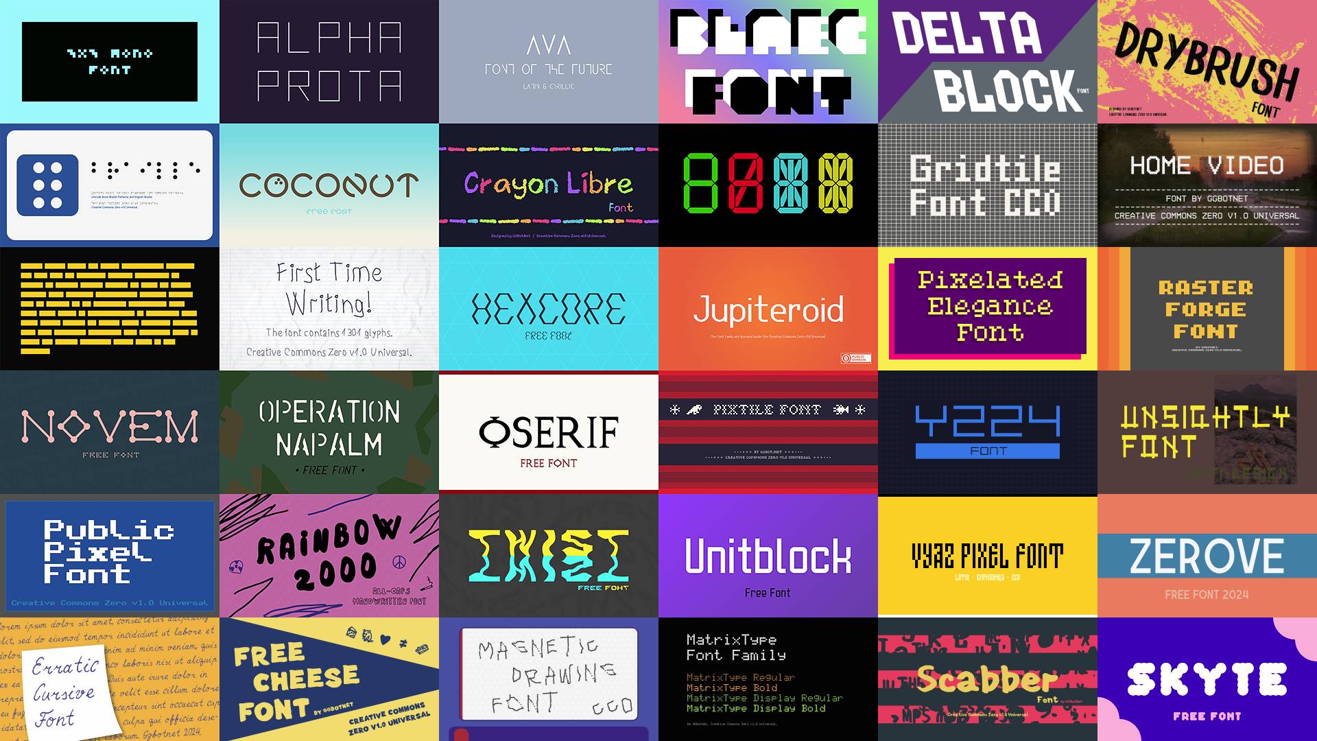 GGBotNet Fonts CC0 (All-in-1) by GGBotNet