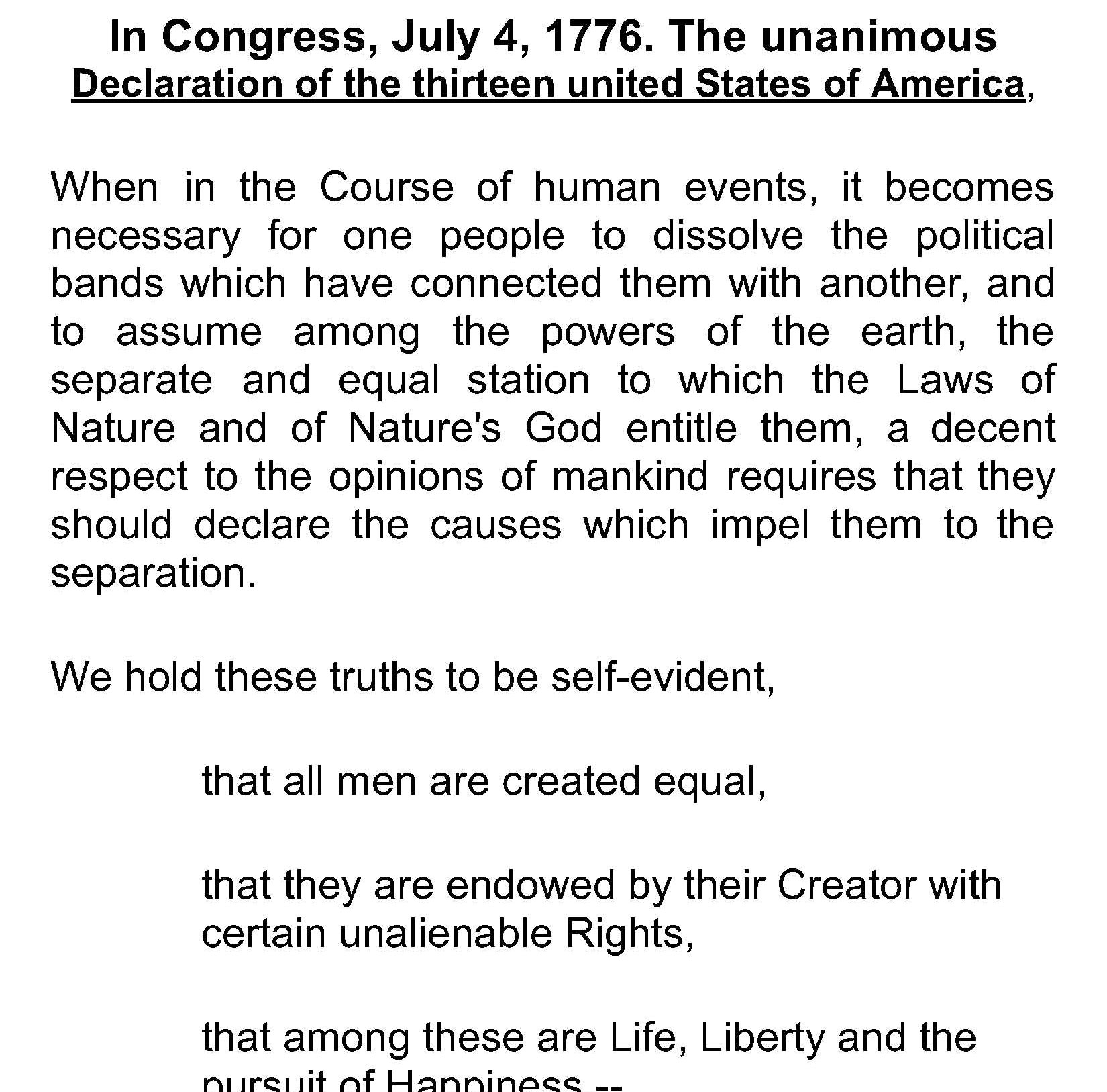 v2 - US Declaration of Independence Single Sheet Zine - BW by The ...