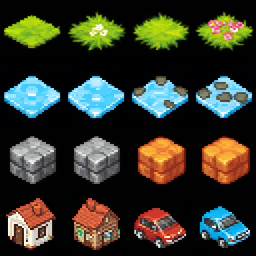 Very simple isometric pixel game tileset by ya_gordeykaa