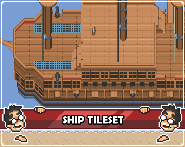 2D Pixel Art Ship Tileset by Elthen's Pixel Art Shop