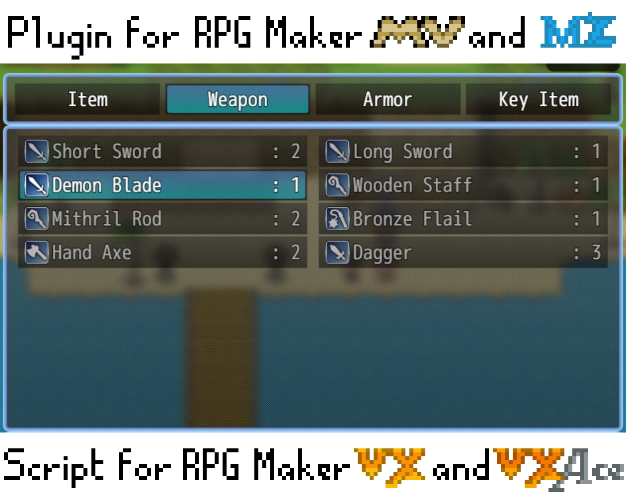 Usable Weapons and Armors plugin and scripts by Garbata team