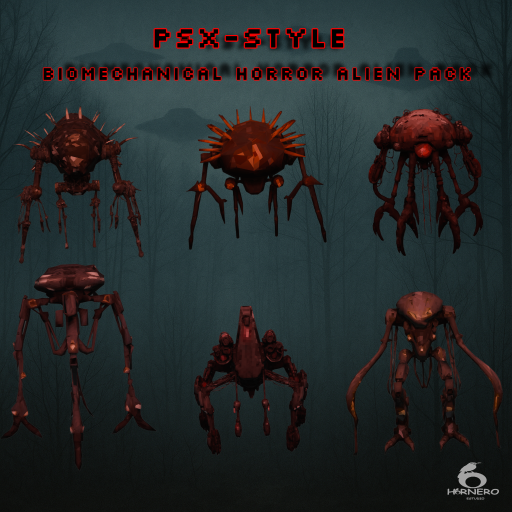 PSX-Style Biomechanical Horror Alien Pack by Hornero Estudio