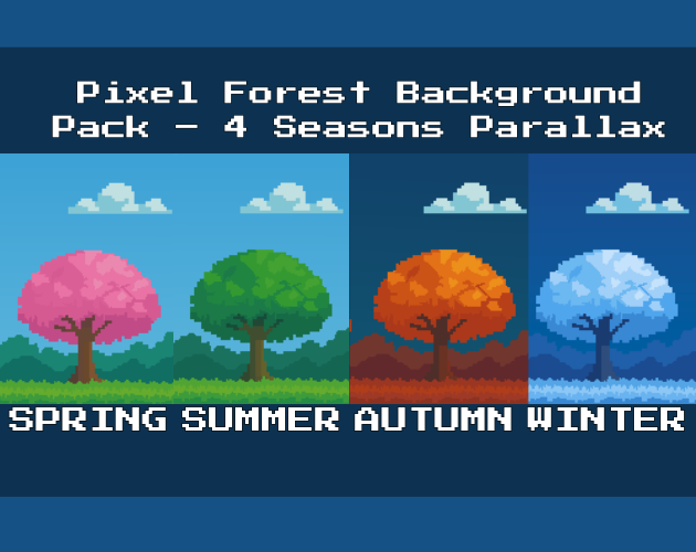 Pixel Forest Parallax Backgrounds (4 Seasons) – 320x180 by GD Studio Piskel