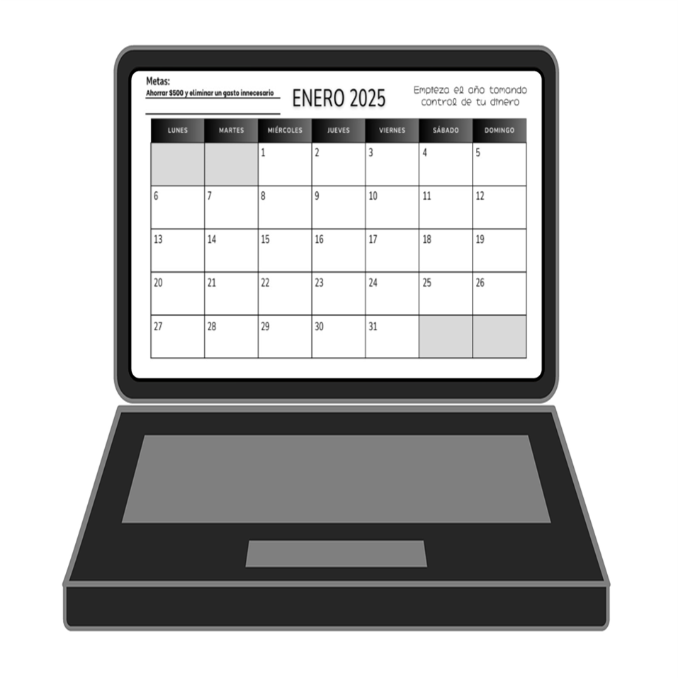 Calendario 2025 editable con metas by Gadielcam
