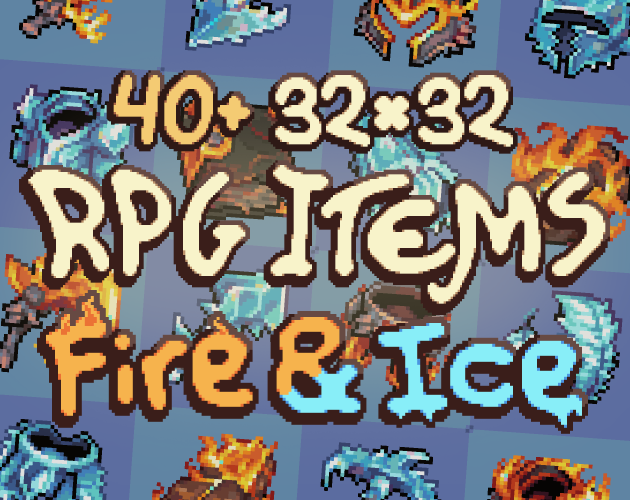 40+ 32x32 Fire & Ice RPG Items by RunninBlood
