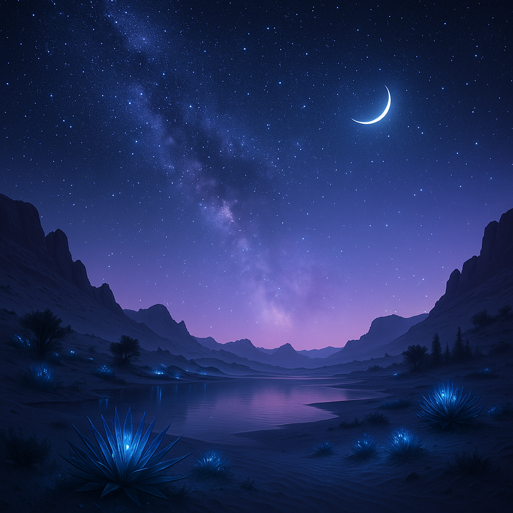 Mystical Desert Under Starry Sky by Mustafa's 4K Art Vault