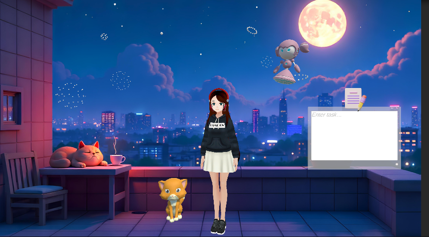 Unity Lo-Fi City Wallpaper with Interactive Notes by LUKKAROSHINI