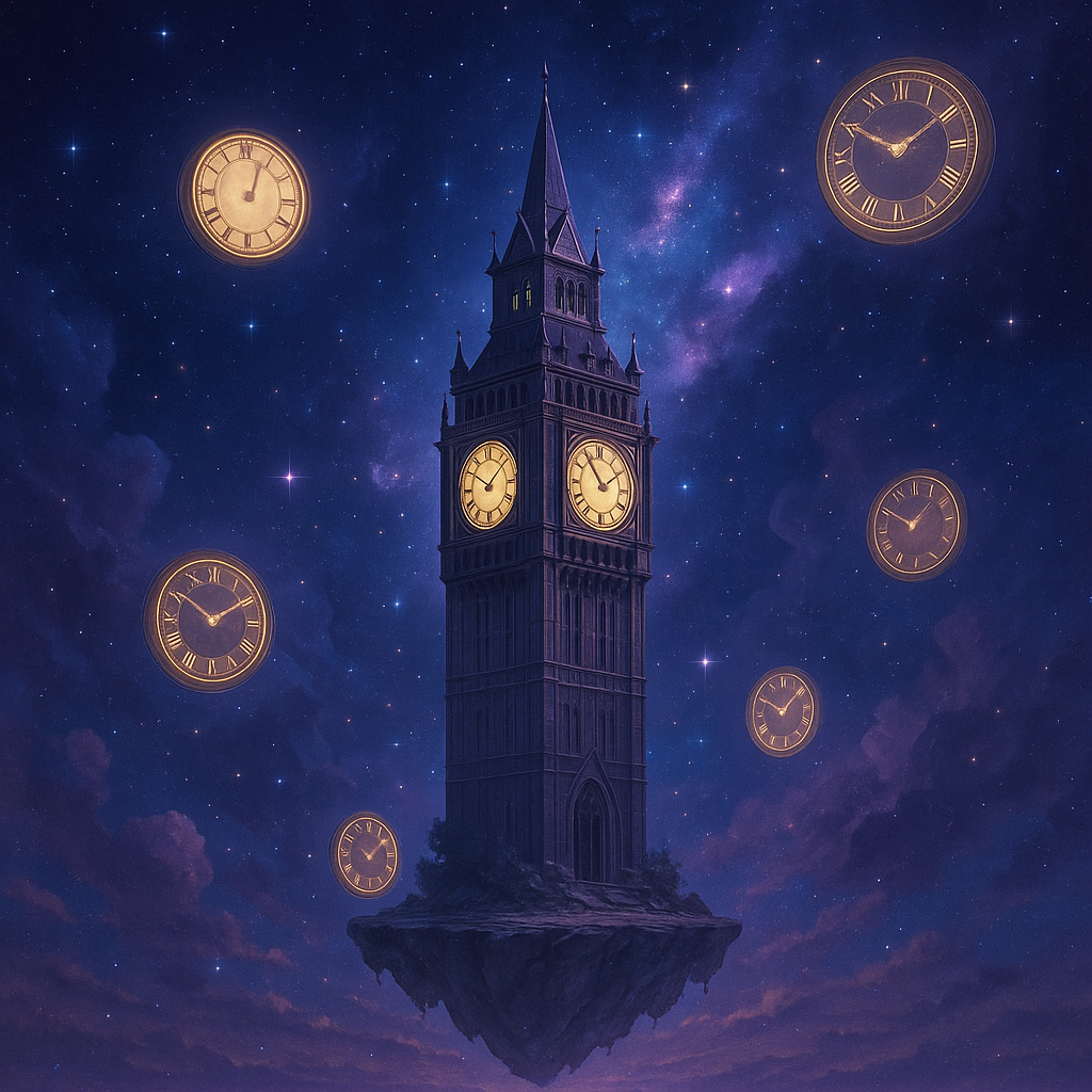 Floating Clock Tower in Space by Mustafa's 4K Art Vault