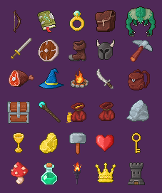 Fantasy Icon Pixel Assets by Rob Necronomicon