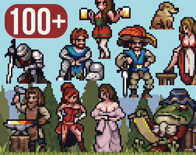 Added Wizard Toad and Roman Females!🧙 - 100+ Pixel Art Characters - NPC Pack by GandalfHardcore