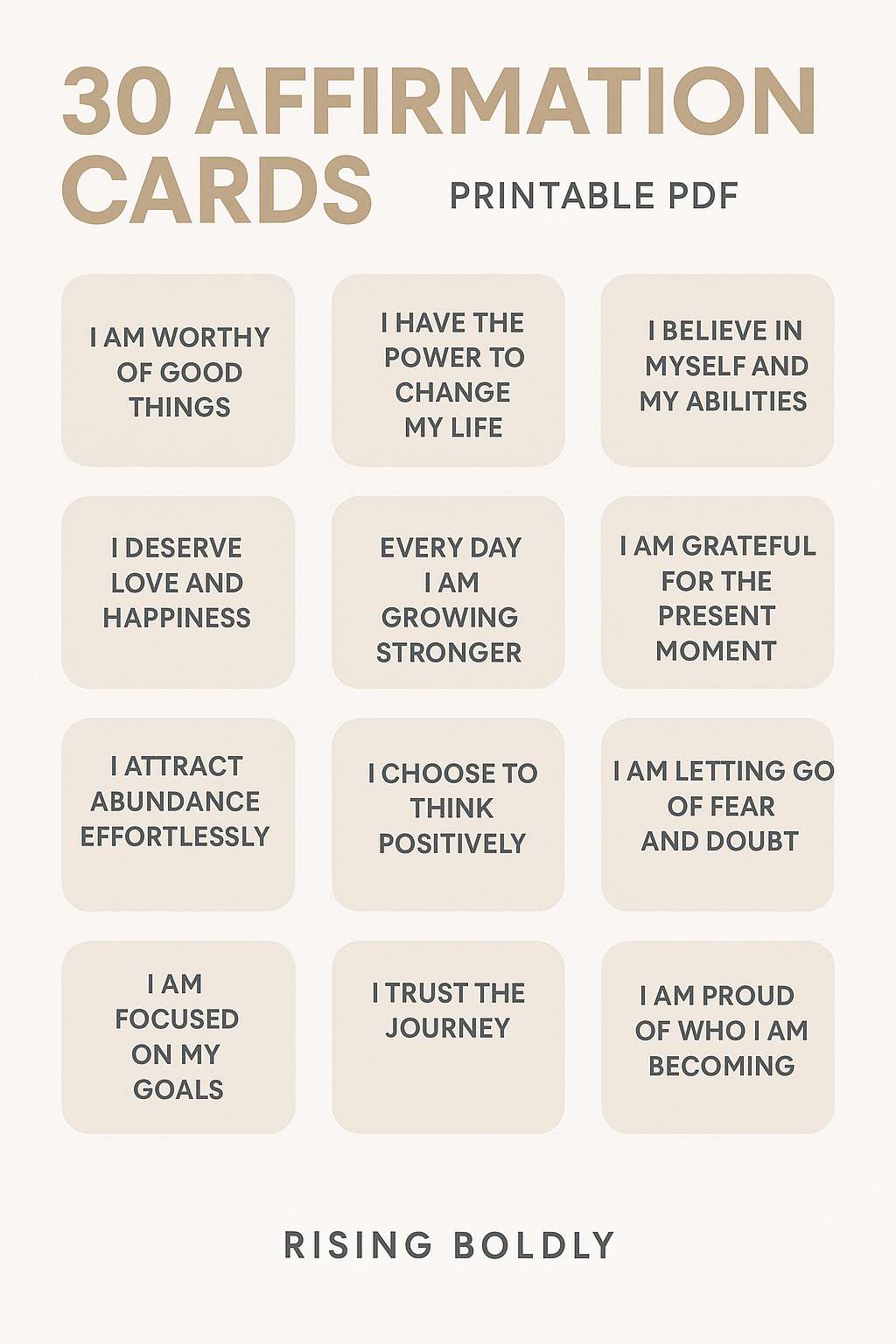Bold Affirmation Cards – Printable PDF for Daily Mindset Boost by ...