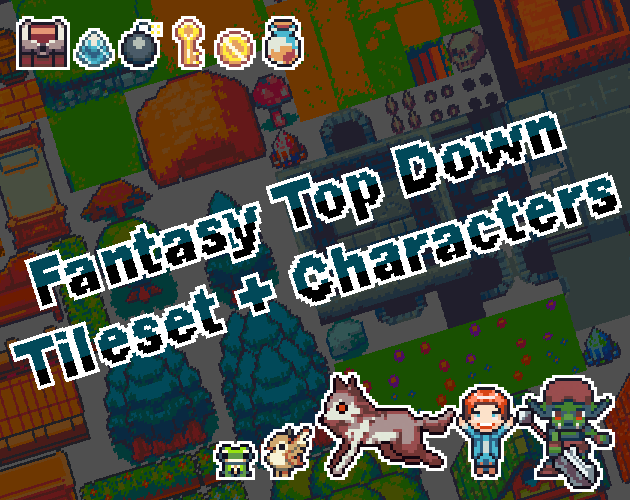 Top Down Fantasy Tileset + Characters by Bloof