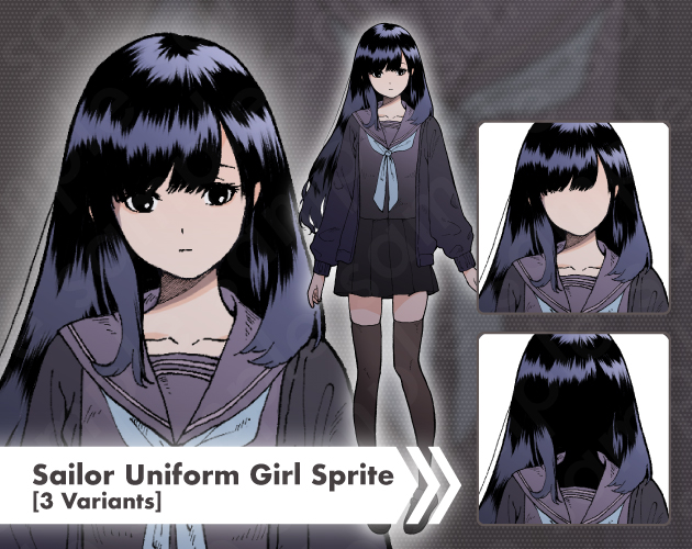 [Mystery Character Sprite] Long-Haired Schoolgirl in Sailor Uniform ...