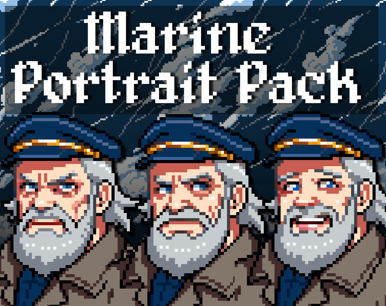 Old Sailor Portrait – Pixel Art Sprite Bearded Sea Captain Bust for ...