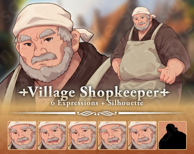 [Fantasy Character Sprite] Village Shopkeeper – Big Man with Apron ...