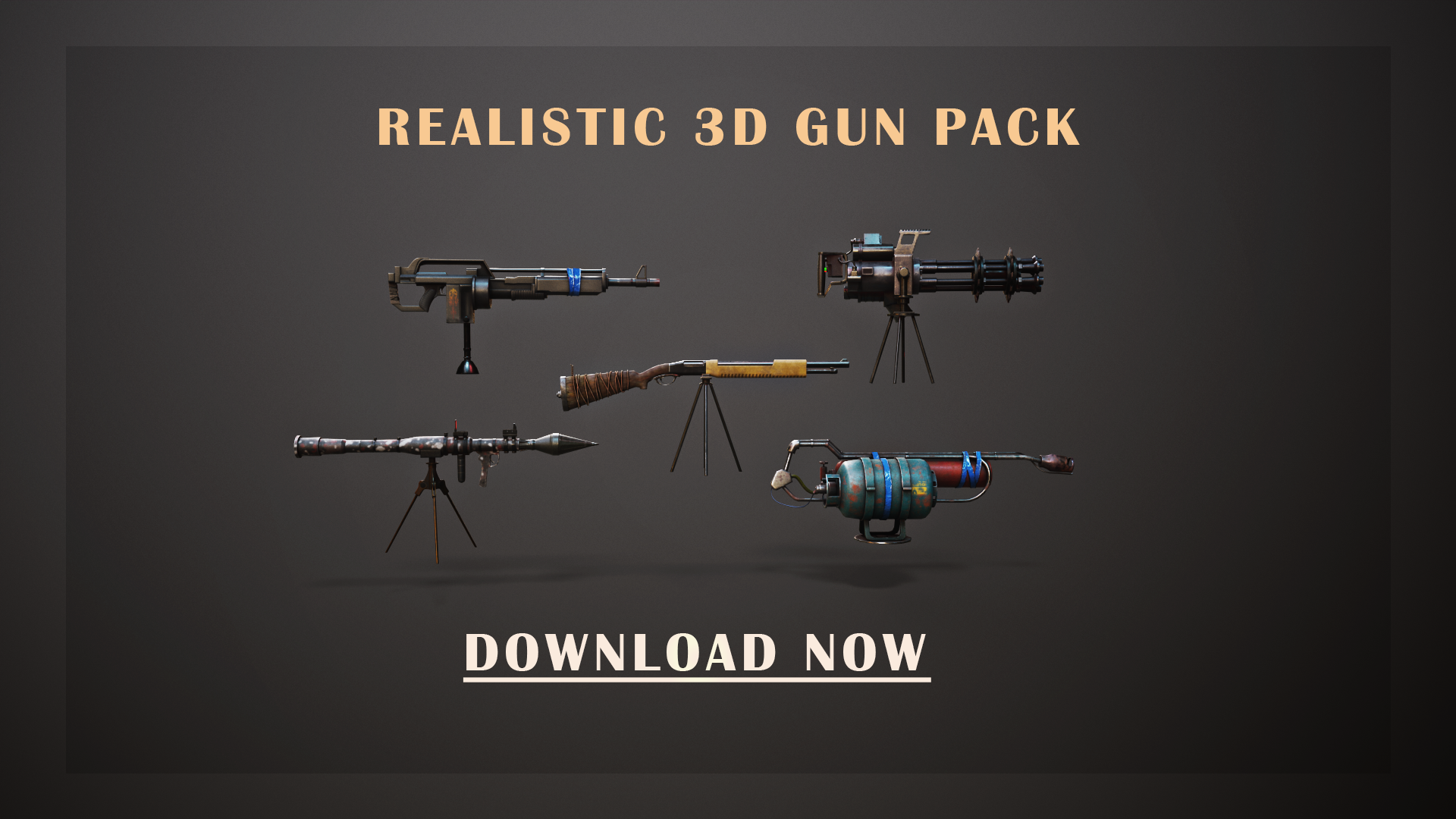 Realistic Gun Pack – 5 High-Quality 3D Models by Jabsz Studios