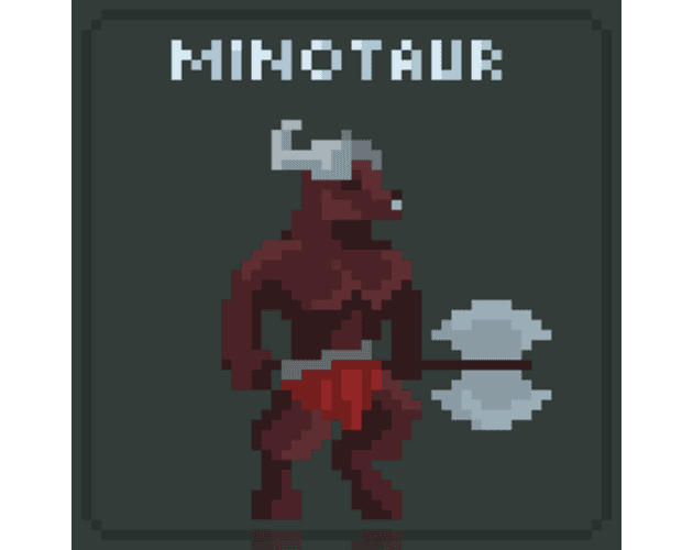 Minotaur sprite by rarelionart