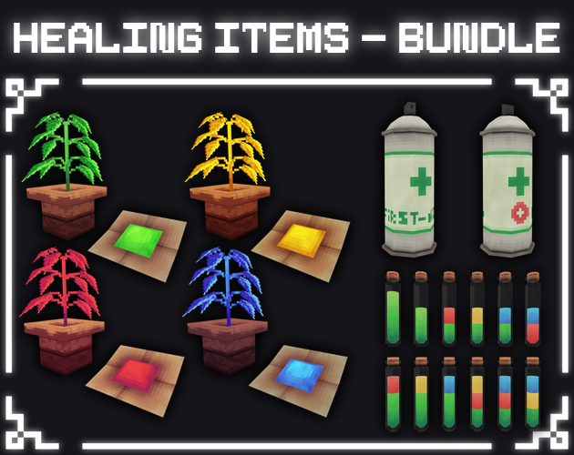 Healing/Cure Items Bundle (Pixelated Low-Poly) by Markus Darius