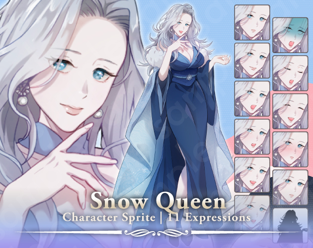 【Fantasy Character Sprite】Snow Spirit Queen – Silver-Haired Beauty in ...