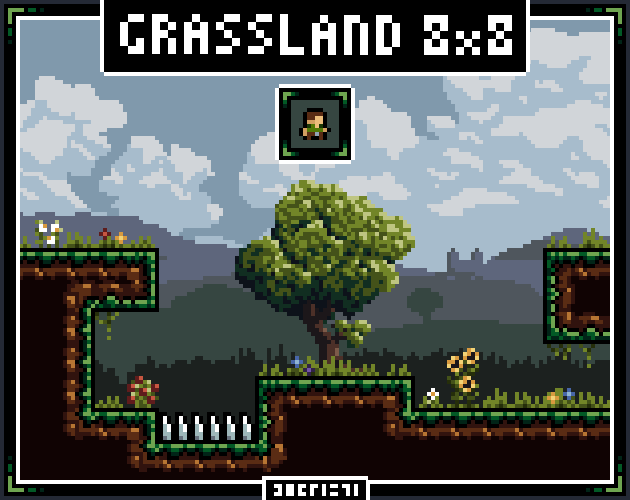 grassland 8x8 - tileset and sprites by jacristi