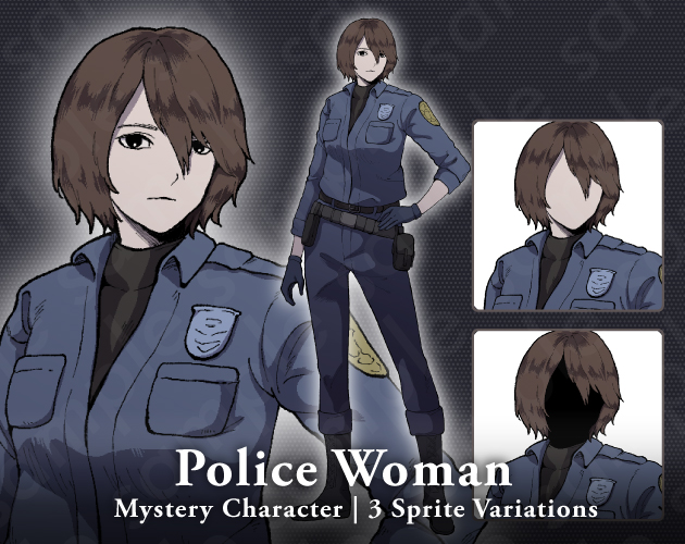 【Character Sprite】Female Police Officer – Brown-Haired Woman for ...