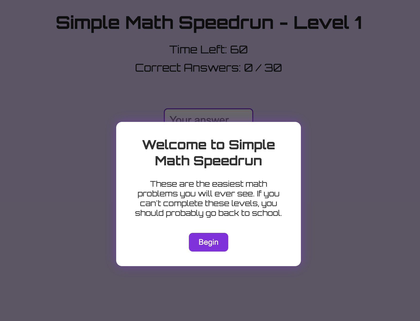 Super Math Speedrun by C62609