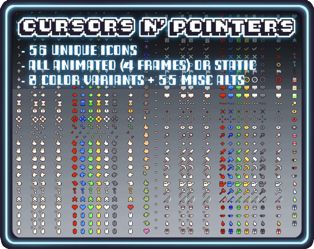 Pixelart Cursors N' Pointers Asset Pack by VoodooMoose