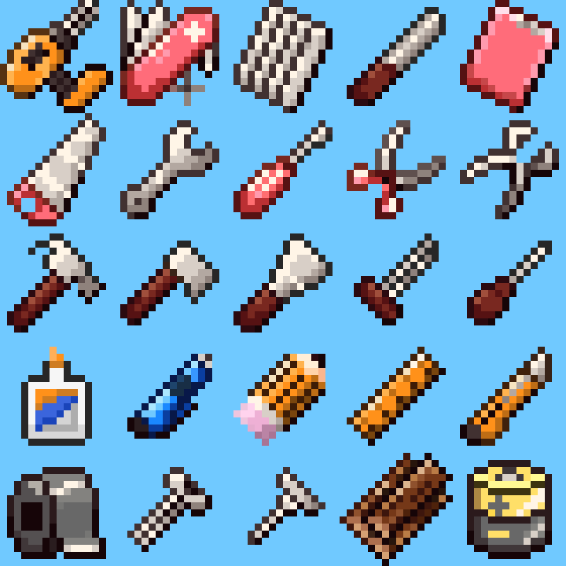 Modern Tools Icon Pack 16x16 (Free 25 items) by pixapacu