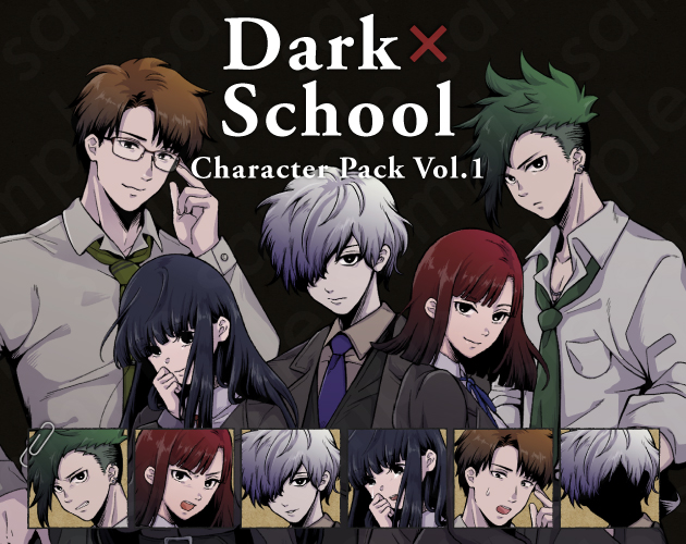 [Line Art Character Sprite Set] Dark School Characters Vol.1 – 5 ...