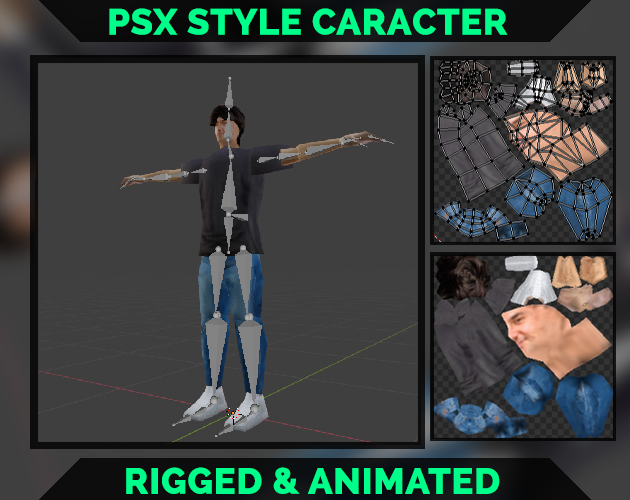 Animated PSX Style Character by redfoxster