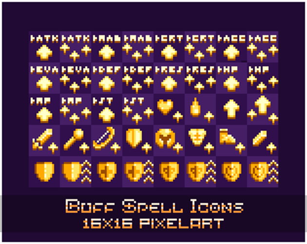 Buff Spell Icons 16x16 Pixelart by ELV Games