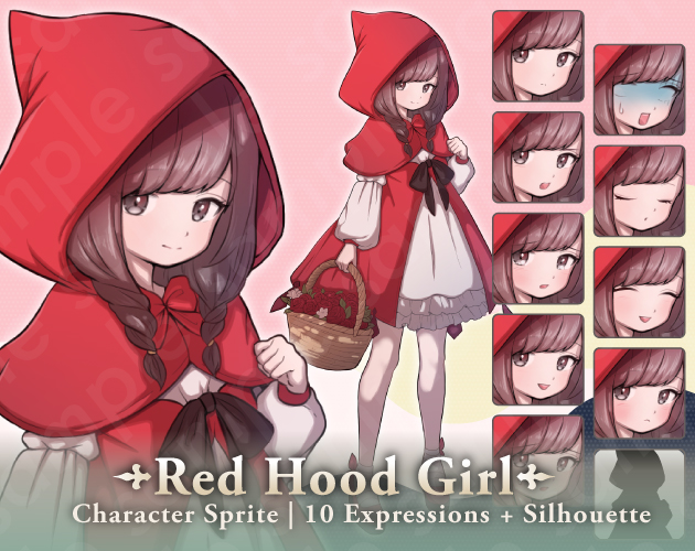 [Fantasy Character Sprite] Red Hood Girl – Basket-Carrying Fairy Tale ...