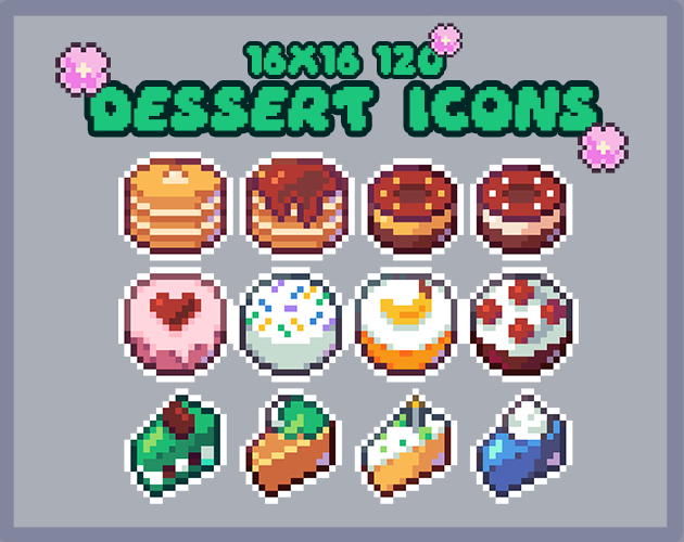 Dessert icons - 16x16 pixel icons by RoleyMoth