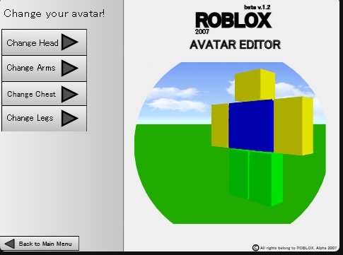 Roblox 2008 beta styled Avatar Editor Remade by Scratch2-0 Studios
