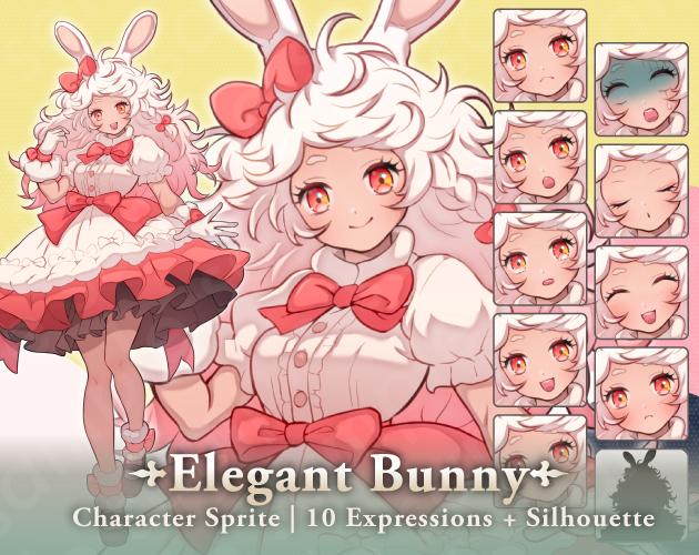 [Fantasy Character Sprite] Elegant Rabbit Girl – Frilly Dress, Long ...