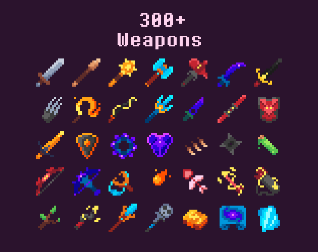 Tiny Tiles - Fantasy Weapon Icons LAUNCH - Fantasy Pixel Art Weapon ...